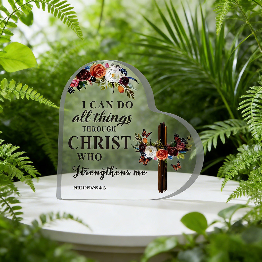 Heart-Shaped Cross Acrylic Decor: A Daily Reminder of Strength in Faith ...