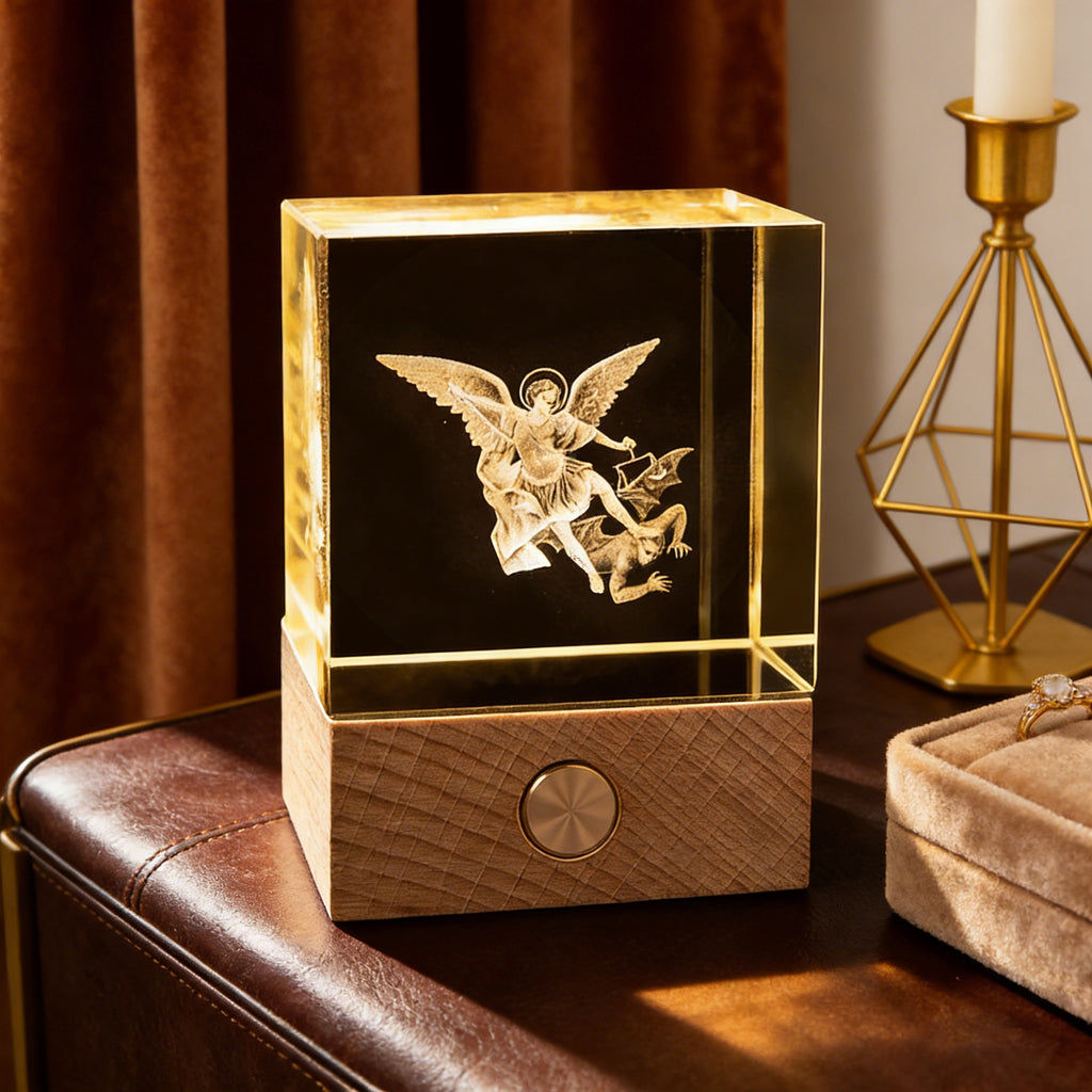 Archangel Michael 3D Crystal Lamp: A Beacon of Protection & Faith ...
