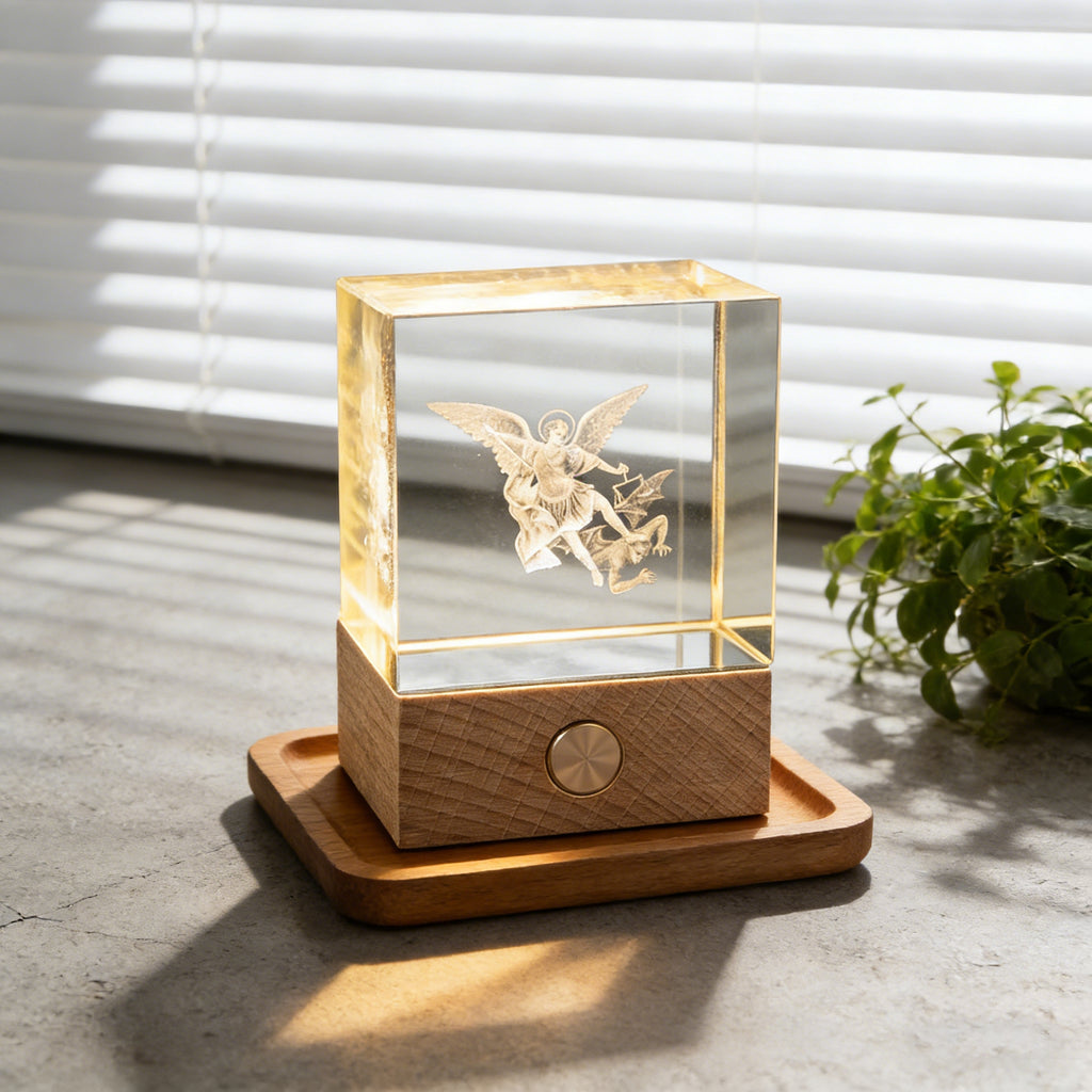 Archangel Michael 3D Crystal Lamp: A Beacon of Protection & Faith ...