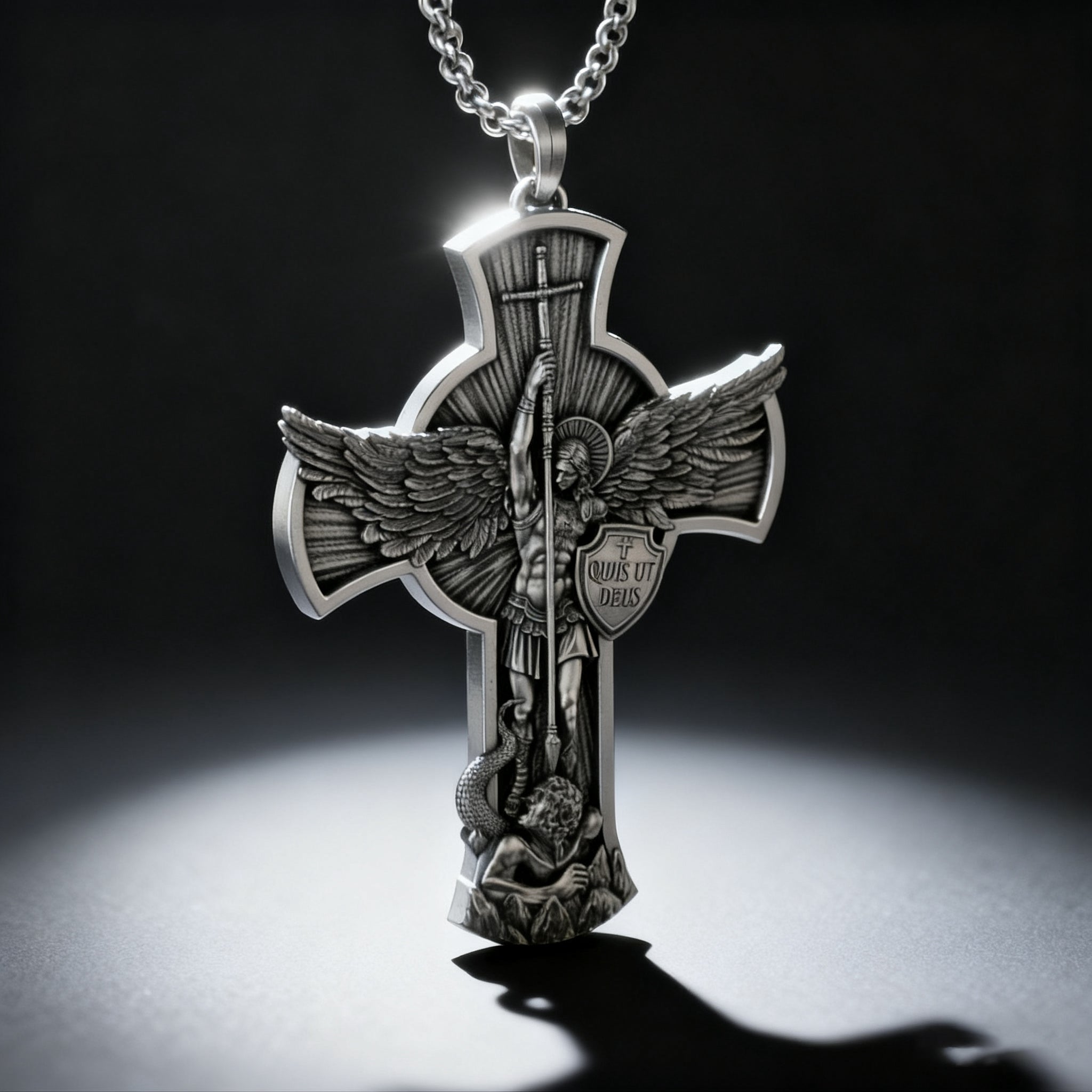 New titanium steel/S925K silver Archangel St. Michael necklace – BGCOPPER
