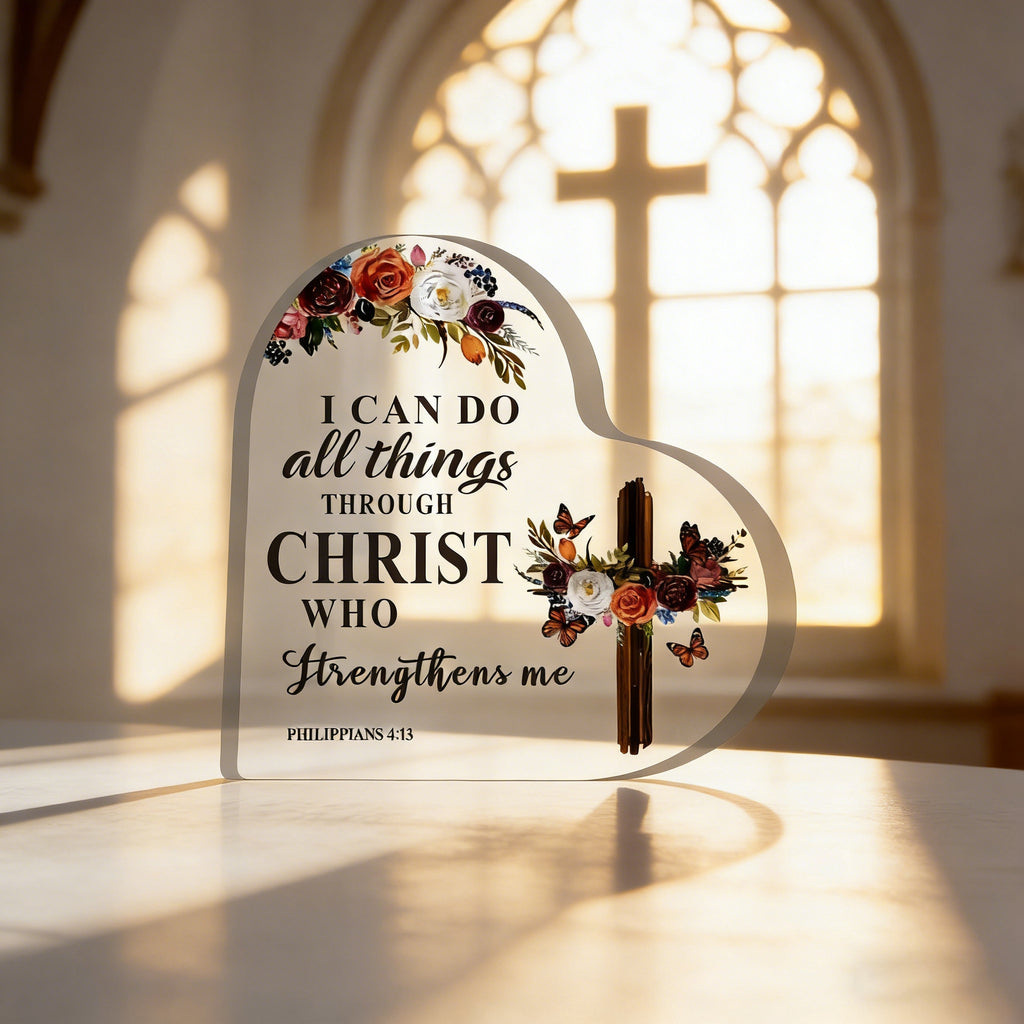 Heart-Shaped Cross Acrylic Decor: A Daily Reminder of Strength in Faith ...