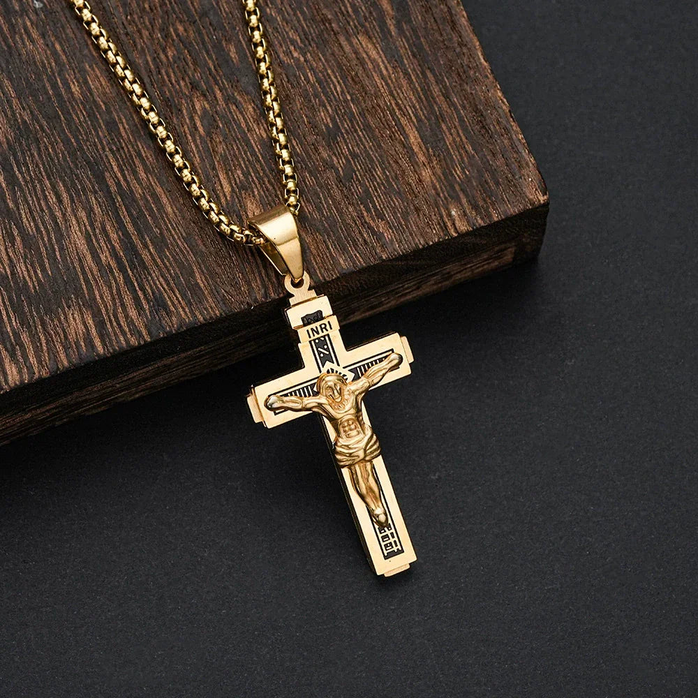 Stainless Steel Jesus INRI Cross Necklace – BGCOPPER