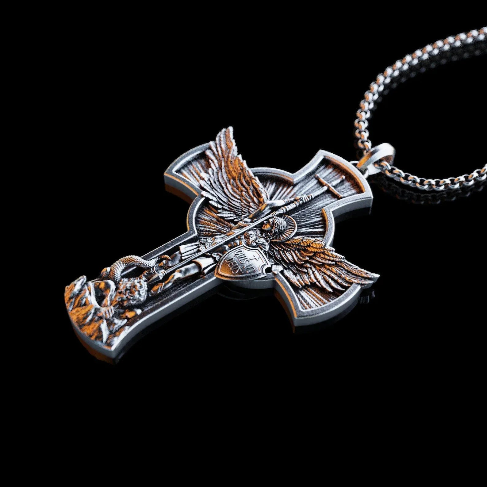 New titanium steel/S925K silver Archangel St. Michael necklace – BGCOPPER