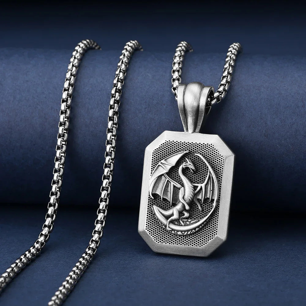 PURE TIN Medieval Winged Dragon Amulet Necklace – BGCOPPER