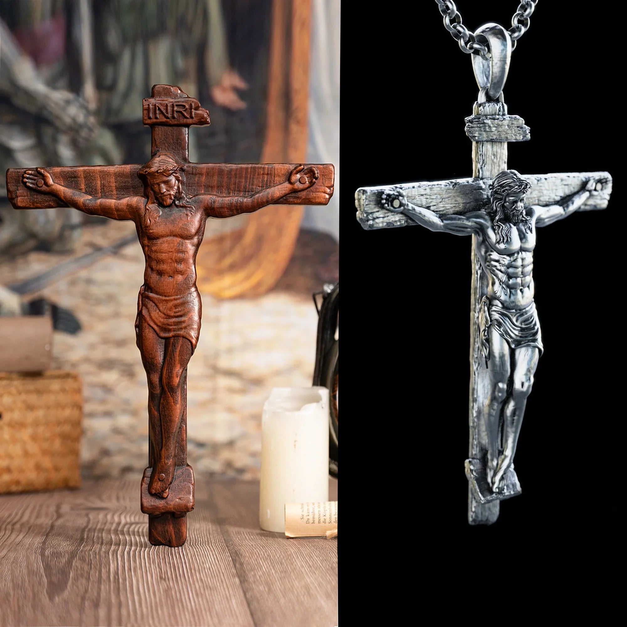 Wood wall Crucifix, Jesus Christ Cross, wooden Cross gift of love (Add ...