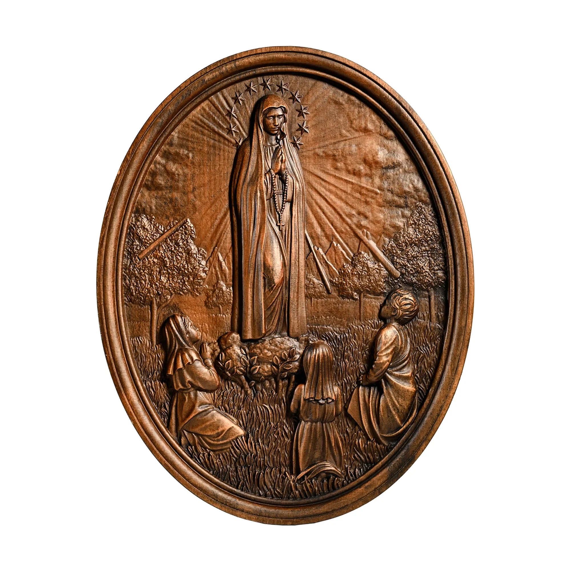 Our Lady of Fatima Wood Carving Decoration - Virgin Wall Pendant – BGCOPPER