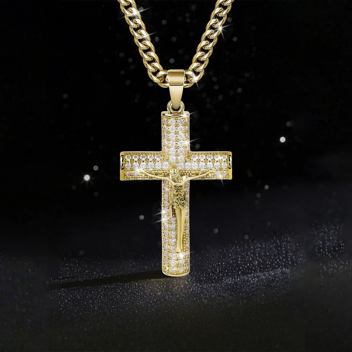 Jesus Cross Diamond - Encrusted Necklace – BGCOPPER