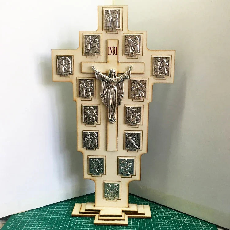 Vertical Solid Wood Carved Jesus Resurrection Cross – BGCOPPER