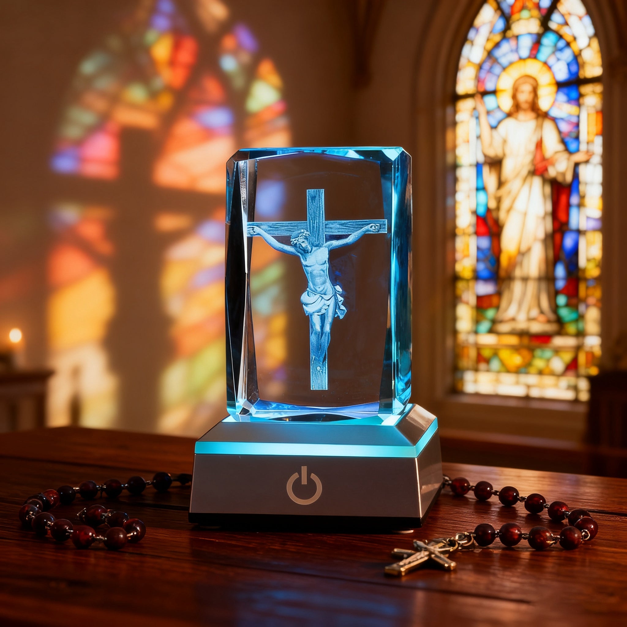 Crucifix LED Crystal Lamp: A Christian Symbol of Sacrifice & Redemption ...
