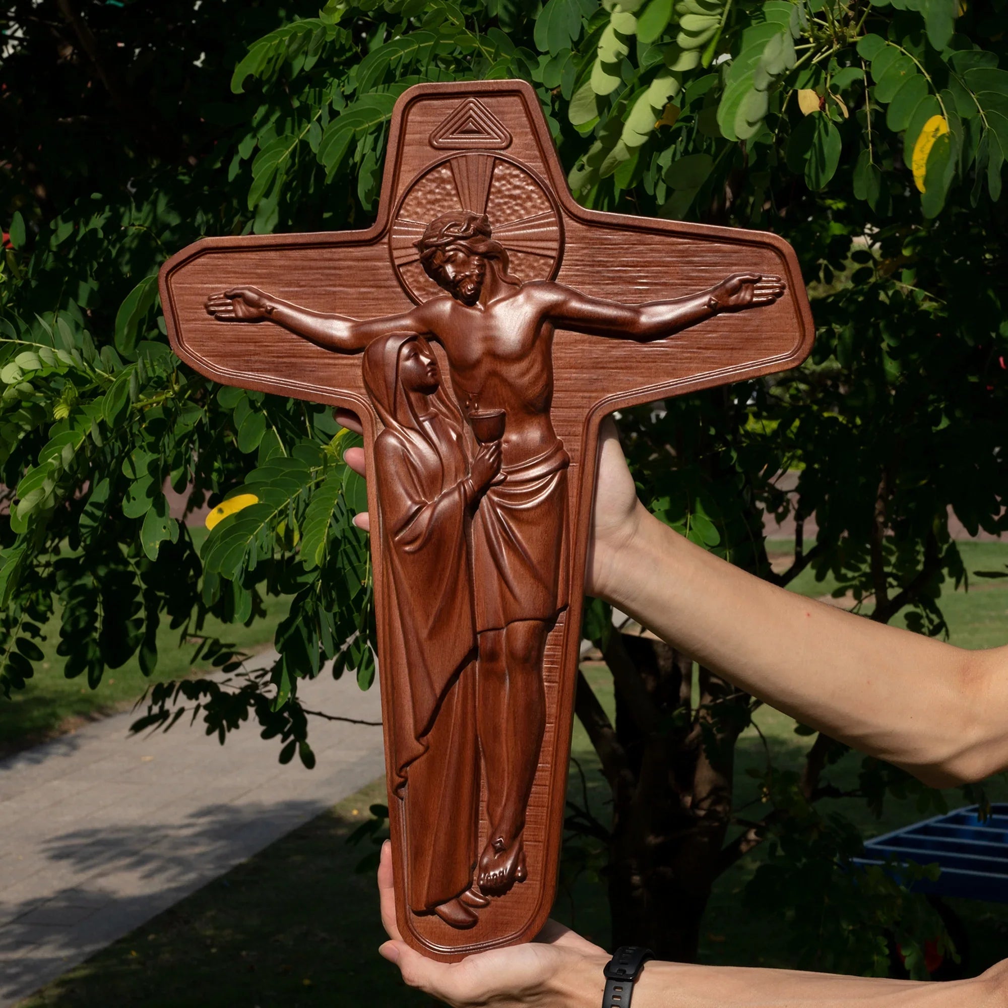 The Unity Cross carving wood Schoenstatt - Sorrowful Mother/Passion Cr ...