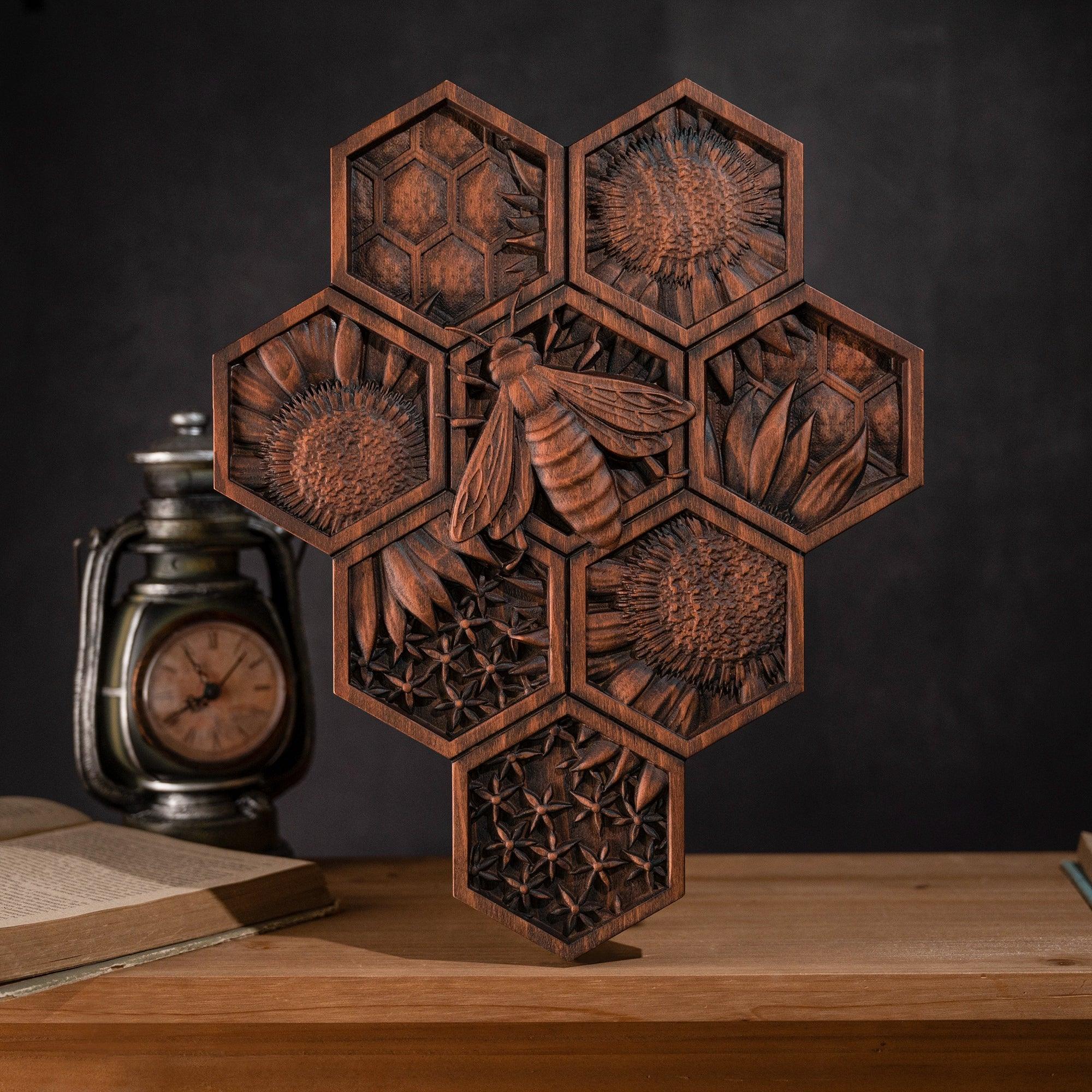 New Arrivals Handmade Wood Bee Wall Decor - Gardening Gift for Nature ...