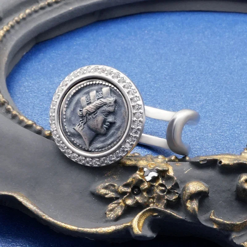 Silver Ring with Fortuna Tyche, Ancient Greek Roman Goddess, Mythology ...