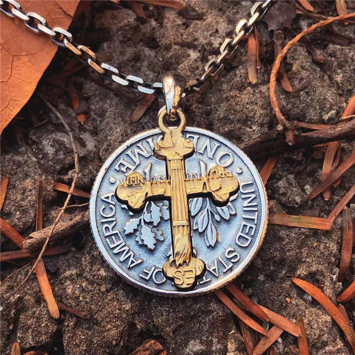 Stigmata Coin" Copper - Silver Plated Cross Necklace: Forging Faith ...