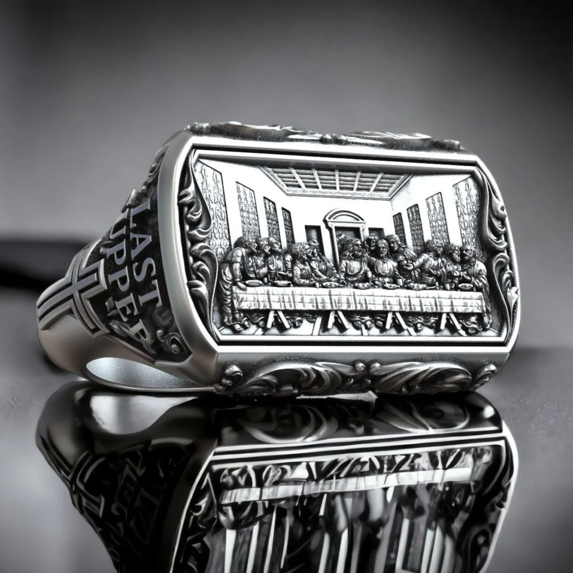New Titanium Steel Jesus Christ Last Supper Signet Ring – BGCOPPER