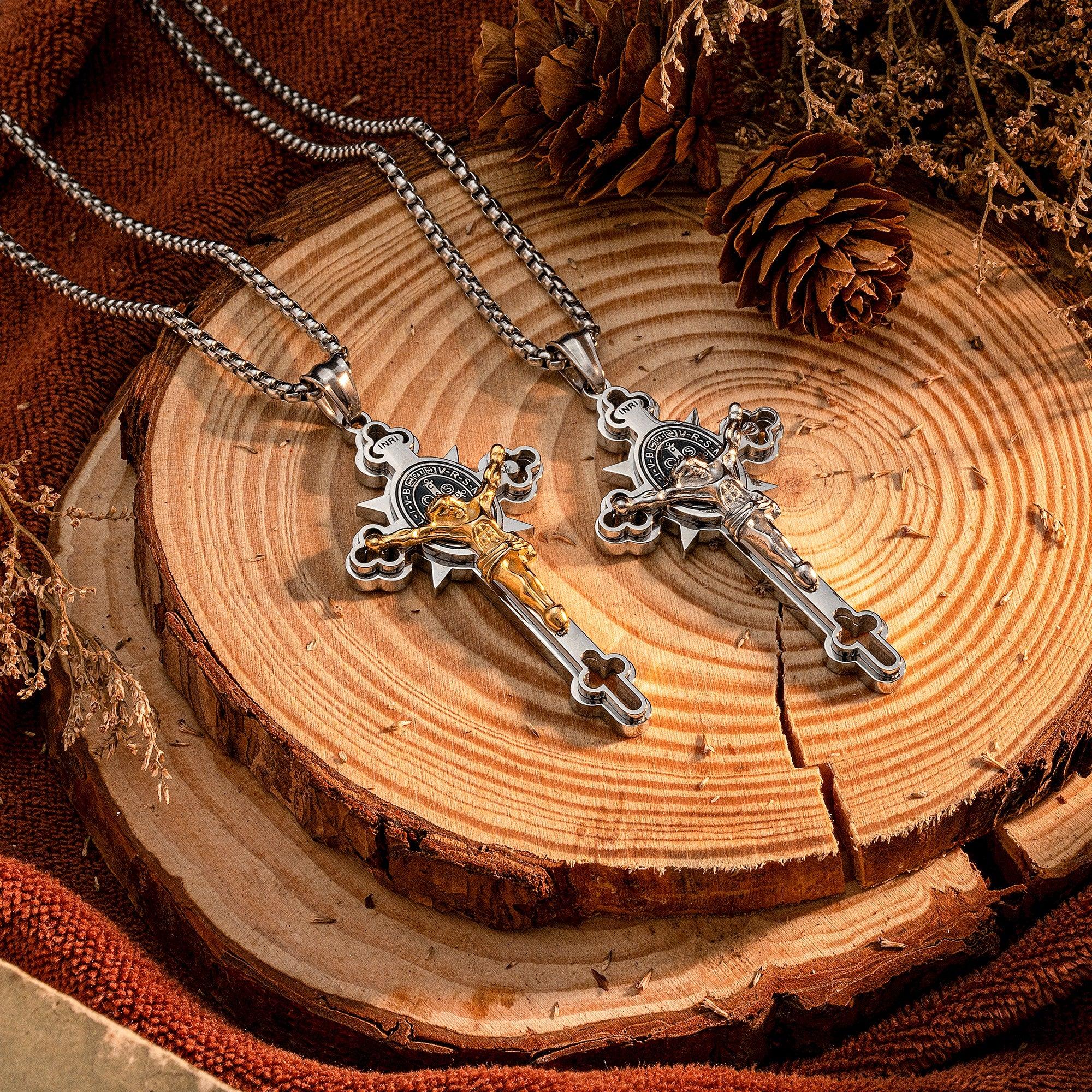 St. Benedict Exorcism Cross Necklace - Bless you and your family – BGCOPPER