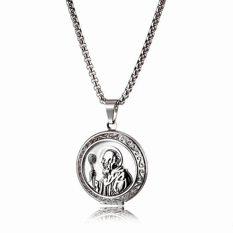 Saint Benedict Medal Photo Locket Necklace - Baptism Gift – BGCOPPER