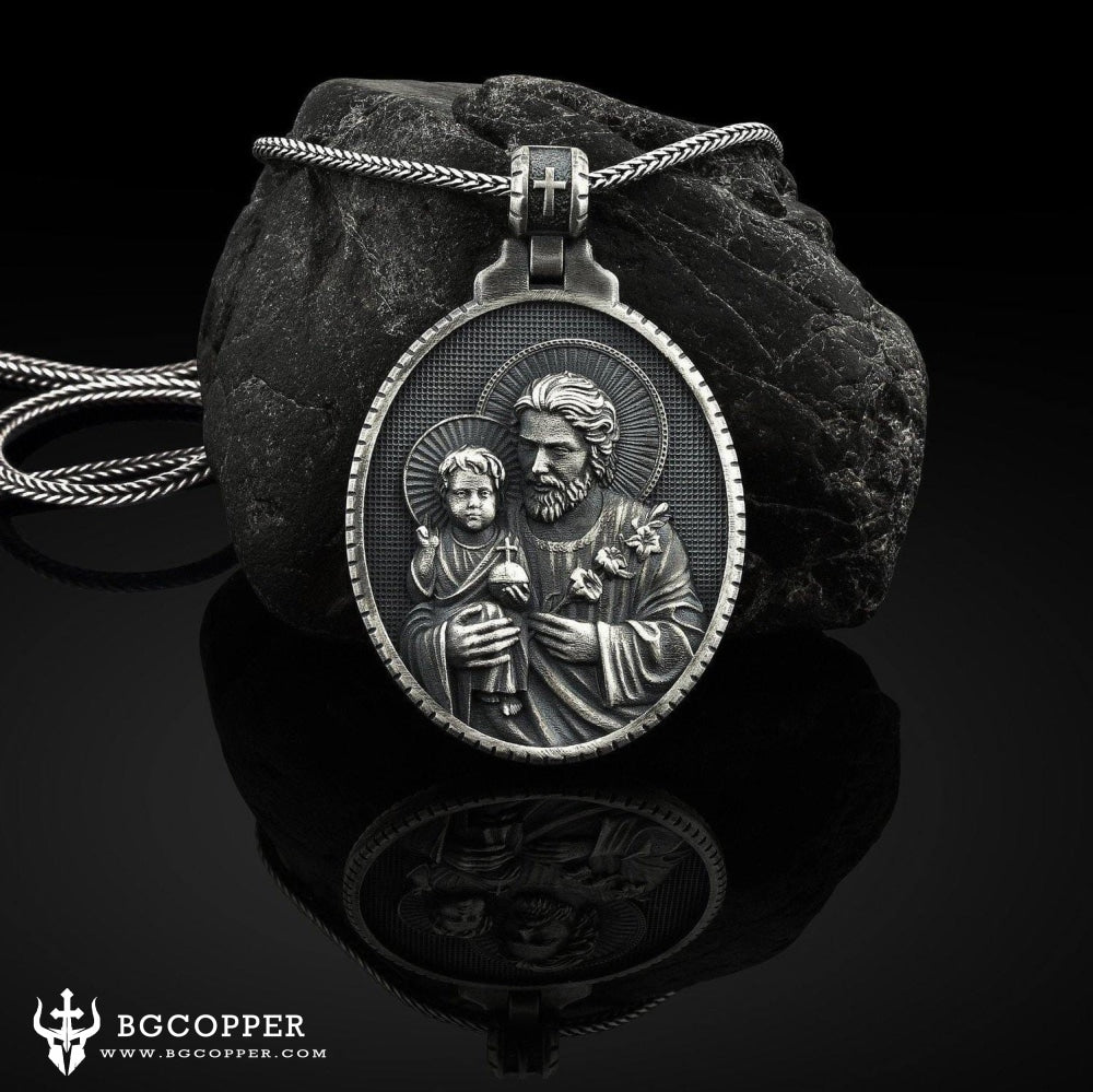 PURE TIN St Joseph Necklace/The patron saint of families, fathers, pre ...
