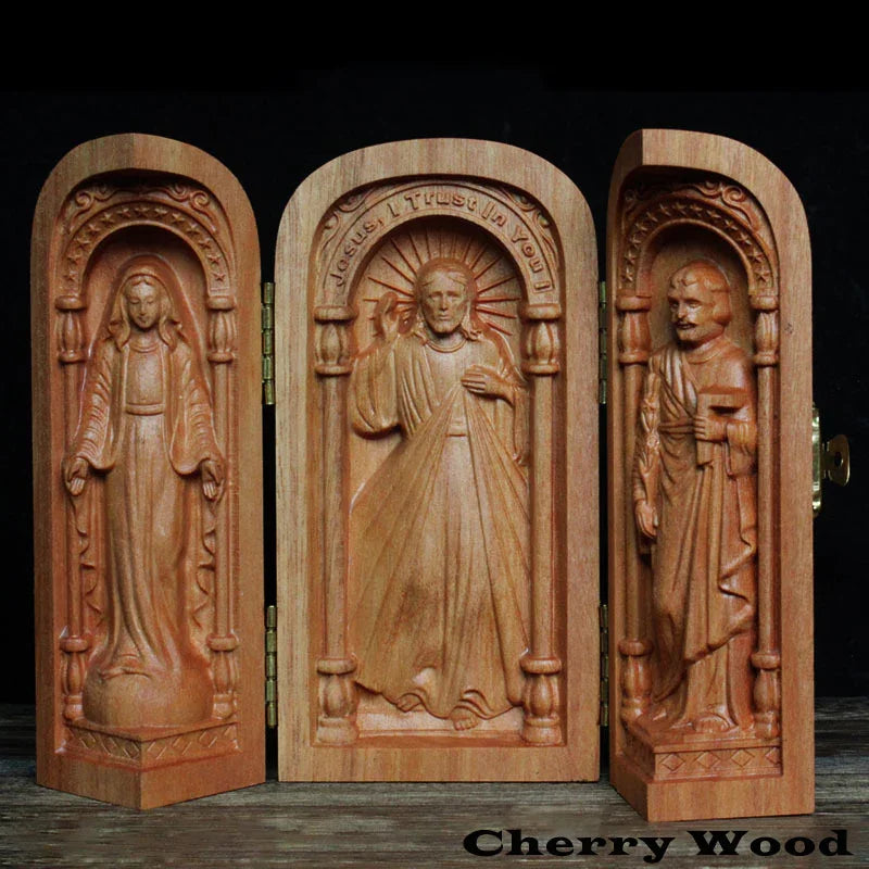 Hand-carved Portable Church - Mini Christian Triptych Altar – BGCOPPER