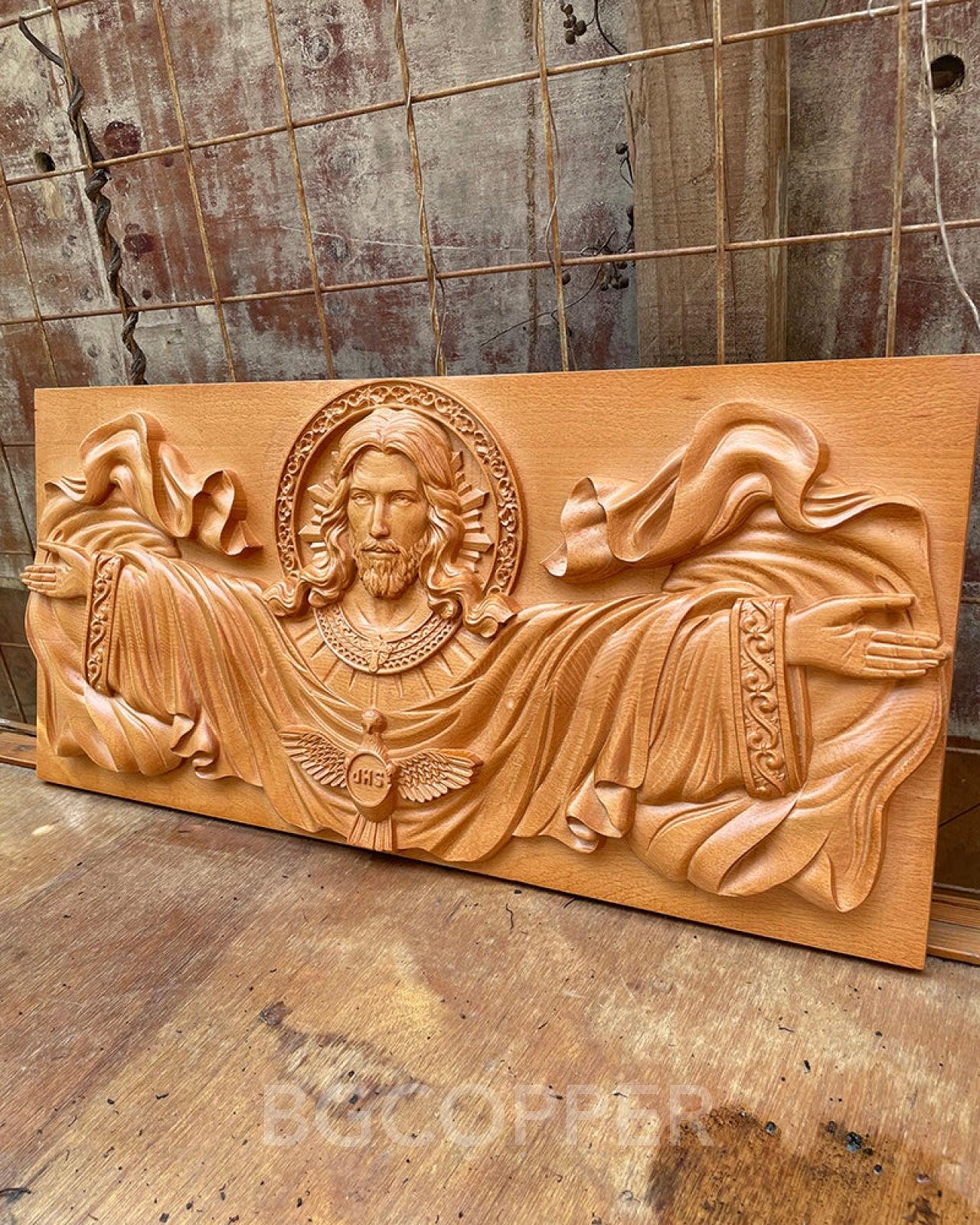22.75" Jesus Christ, Holy Spirit Wood Carved – BGCOPPER