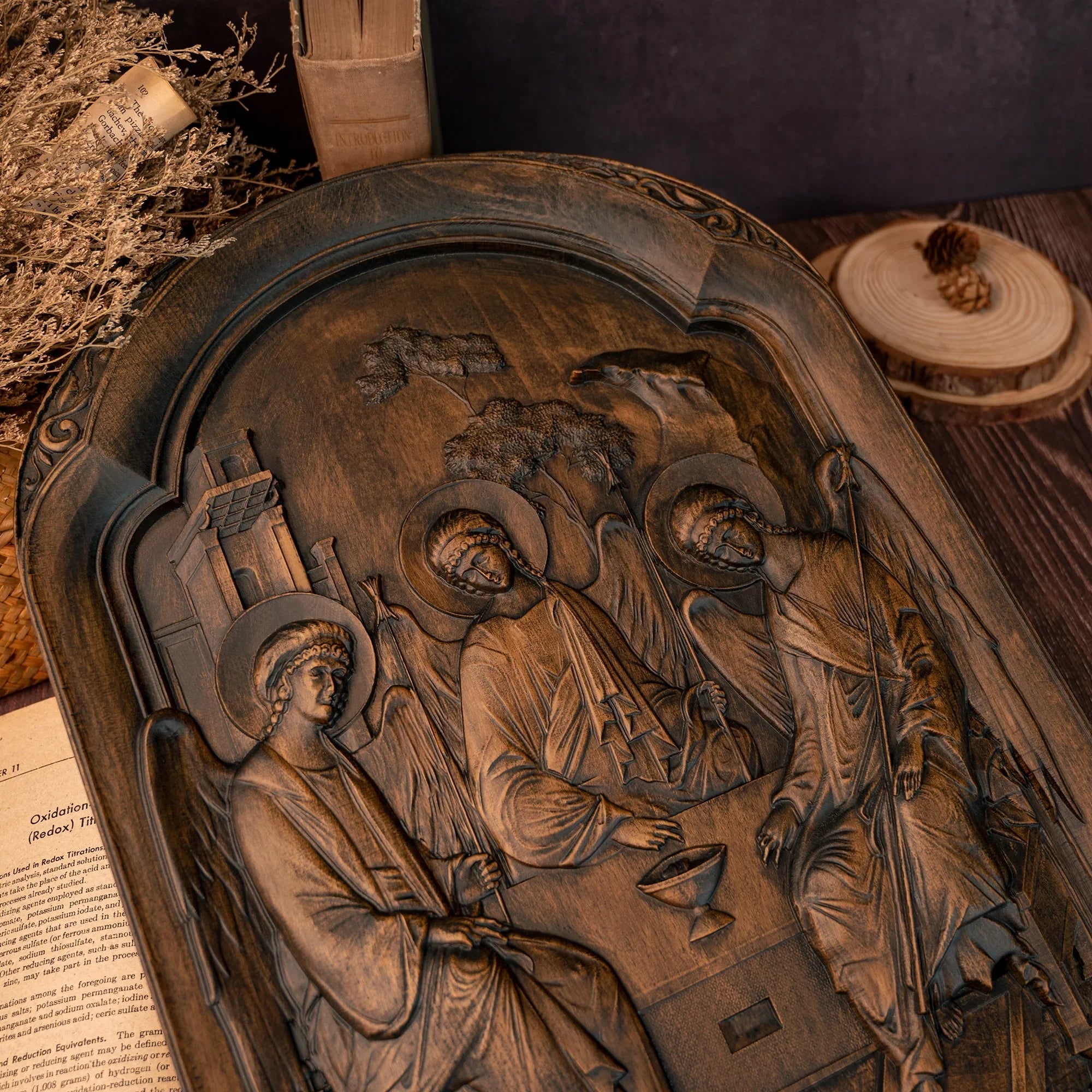 Orthodox Icon Holy Trinity wooden carving gift – BGCOPPER
