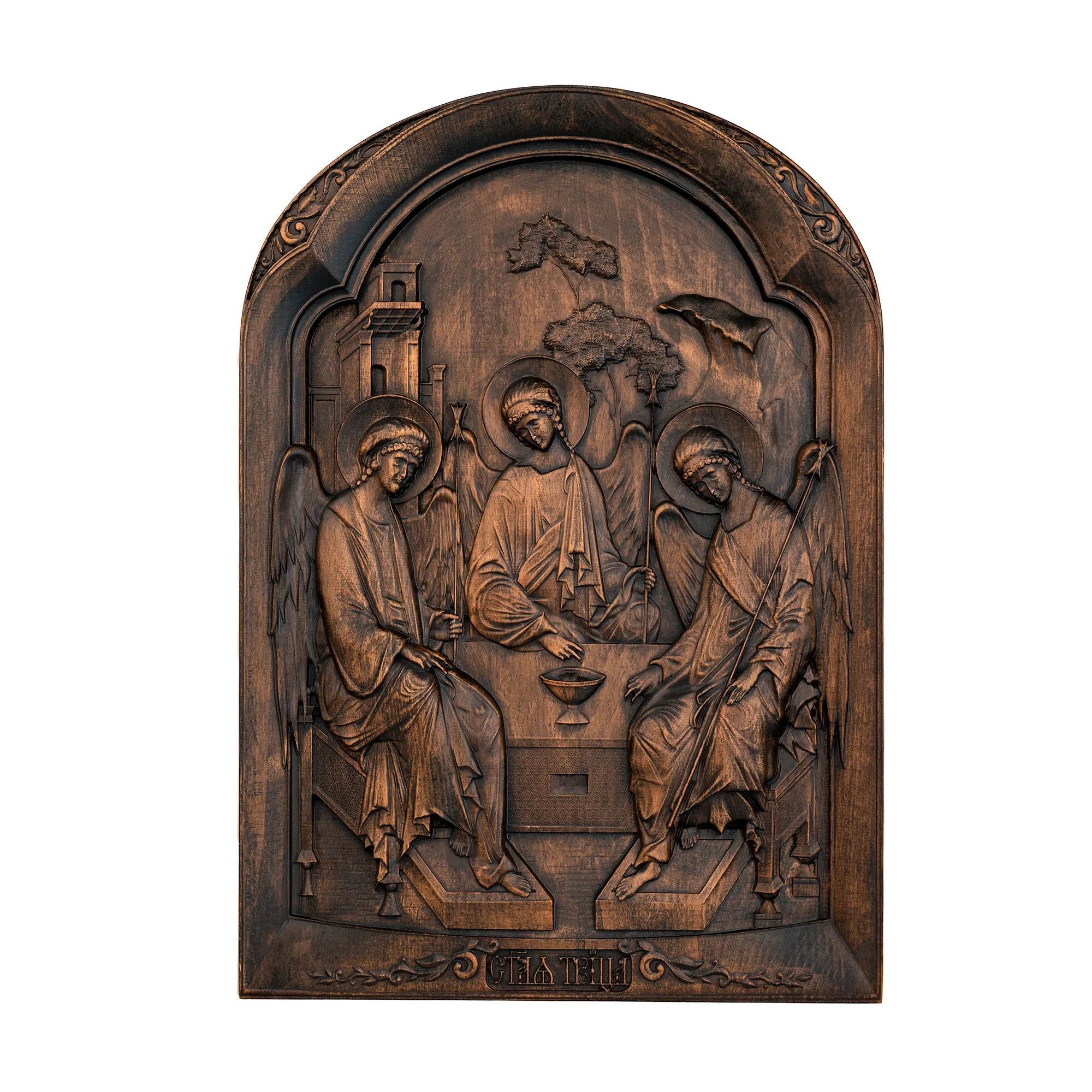 【Holy Trinity Wood Carving】Handcrafted Beech Wood Icon Three Graces ...