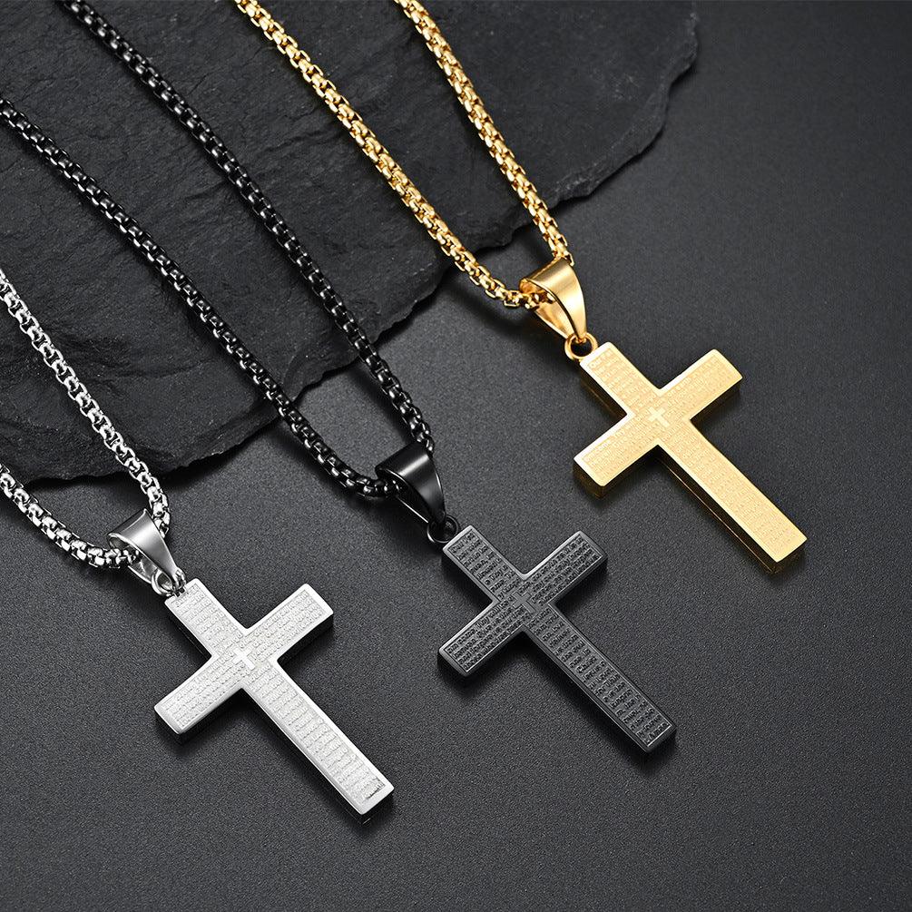 Stainless Steel Lord's Prayer Cross Necklace – BGCOPPER